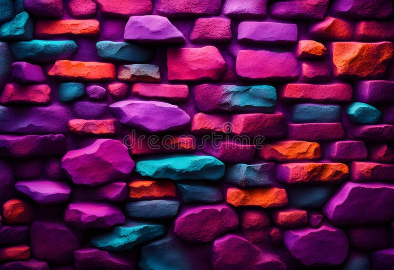 Brick Wall. Neon Stone Texture Stock Illustration - Illustration of ...