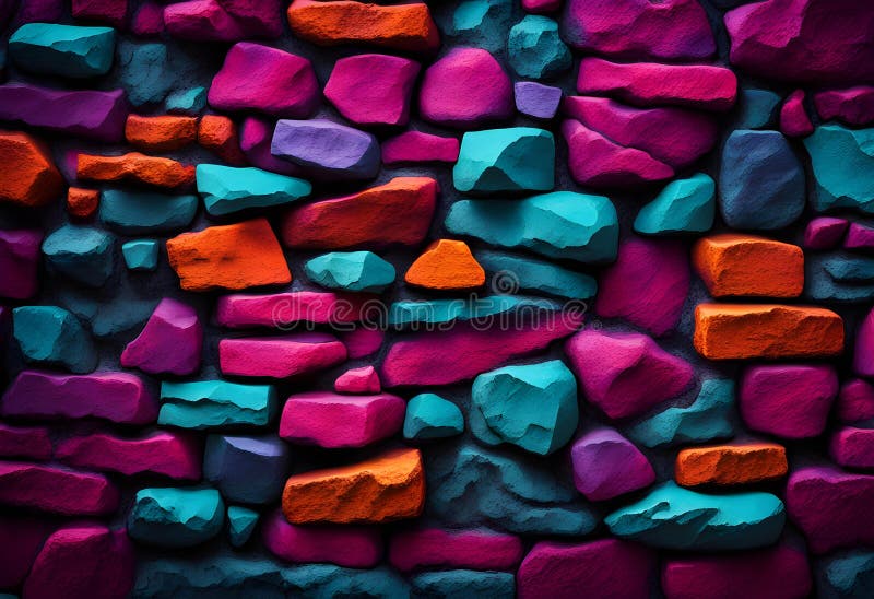 Brick Wall. Neon Stone Texture Stock Illustration - Illustration of ...