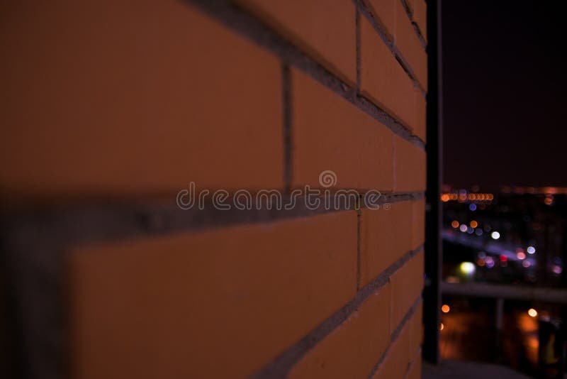 Brick wall in night lights stock image. Image of brickwork - 93867315