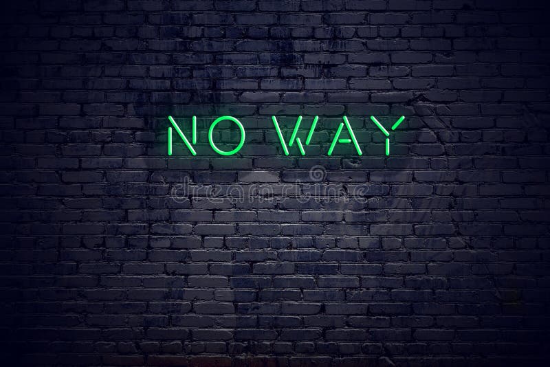 Brick Wall at Night with Neon Sign No Way Stock Illustration ...