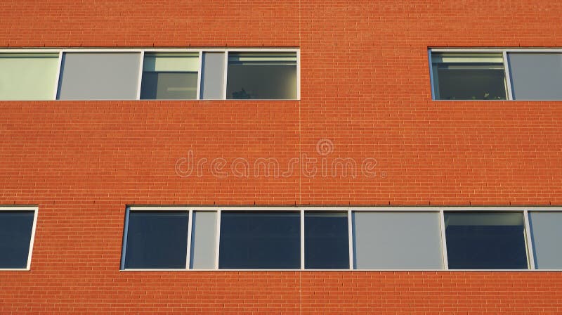 Brick Wall Office Building Horizontal Windows Business Facade Stock ...