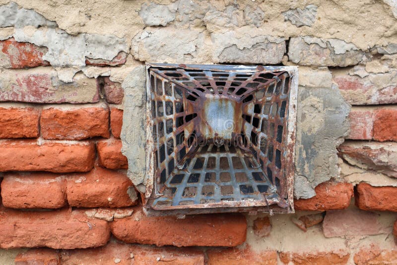Brick Wall of an Old Damaged House with Gas Outlet Stock Image - Image ...