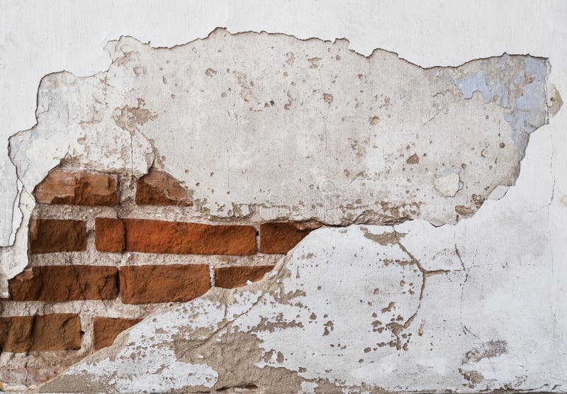 Brick Wall with Old Plaster Stock Image - Image of material, building ...