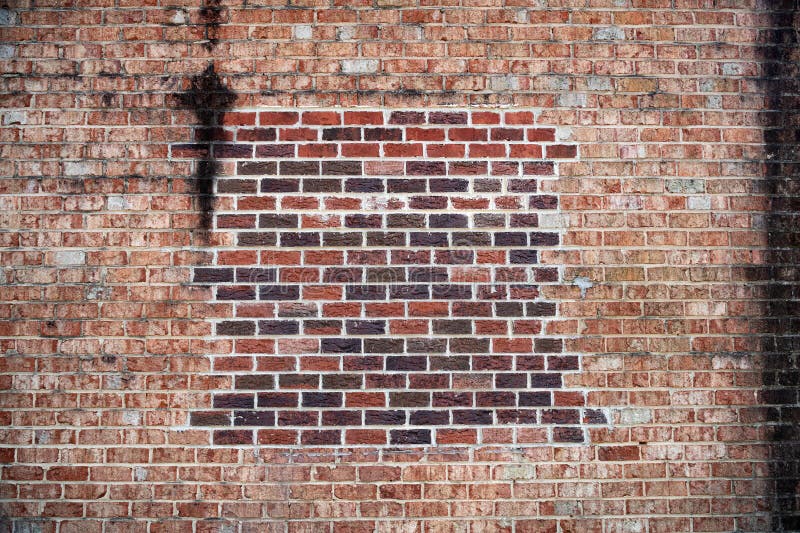 Brick Wall, Old Red Brick Background with New Brick Patch Stock Image ...