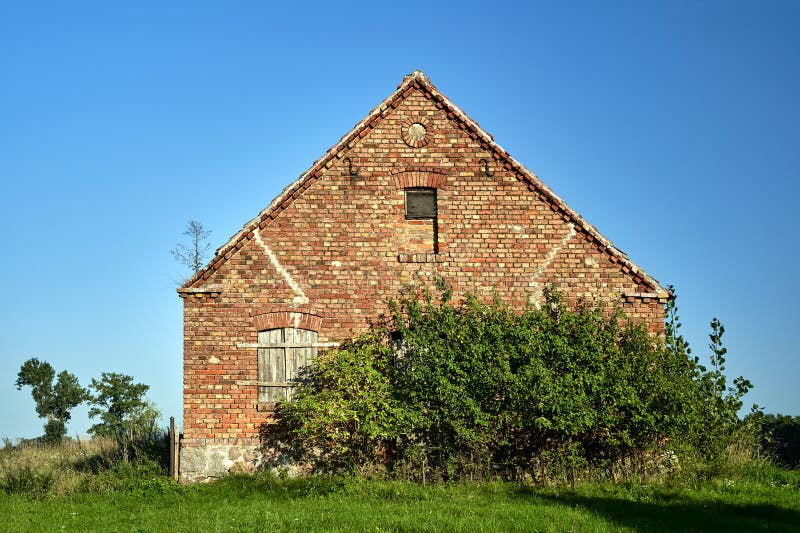 Brick Wall of an Old, Rural House Stock Image - Image of architecture ...