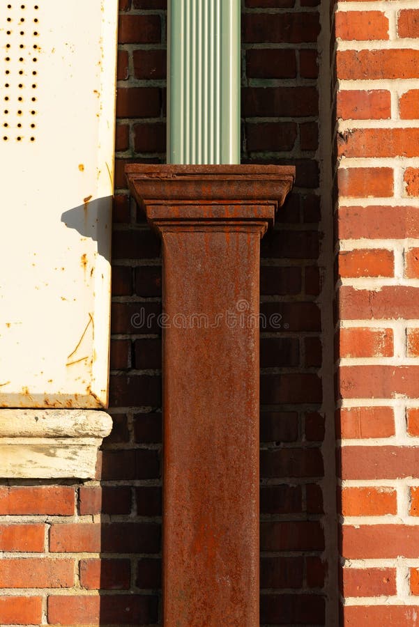 Rusted rain gutter stock image. Image of downspout, drain - 359838521