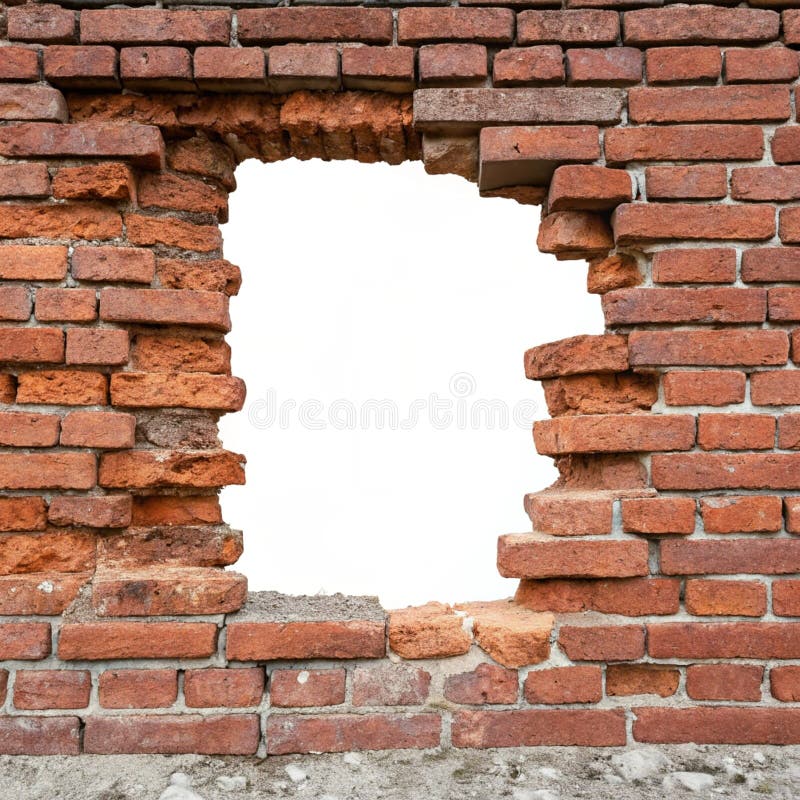 Brick Wall and Open Gap Isolated on Transparent Background Stock ...