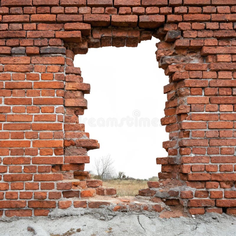 Brick Wall and Open Gap Isolated on Transparent Background Stock ...