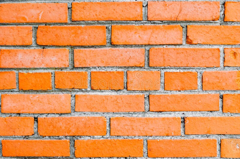 Brick Wall of Orange Brick, in the Middle Row of Bricks with Butt ...