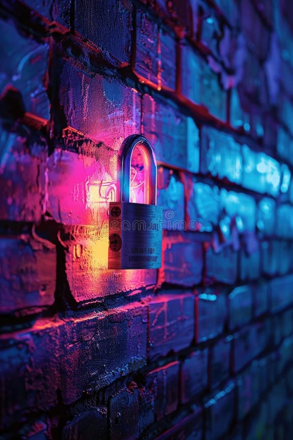 Brick wall with padlock stock image. Image of trapped - 383139251
