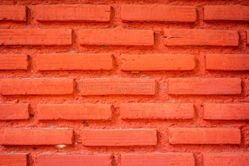 Bright Red Painted Brick Wall Stock Photo - Image of surface, blocks ...