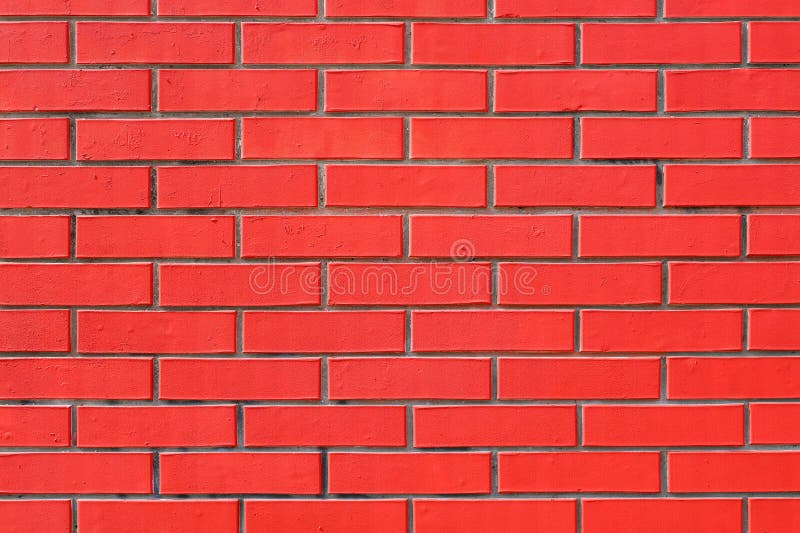 Brick Wall Painted in Bright Red Color As a Background Stock Image ...