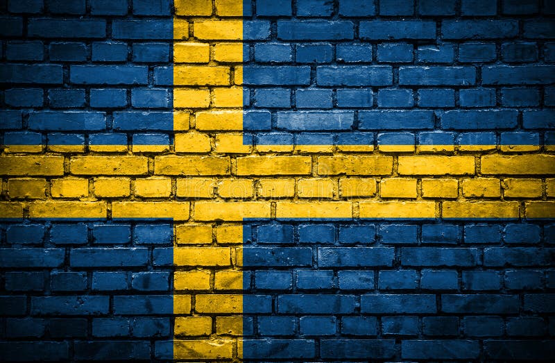 Brick Wall with Painted Flag of Sweden Stock Illustration ...