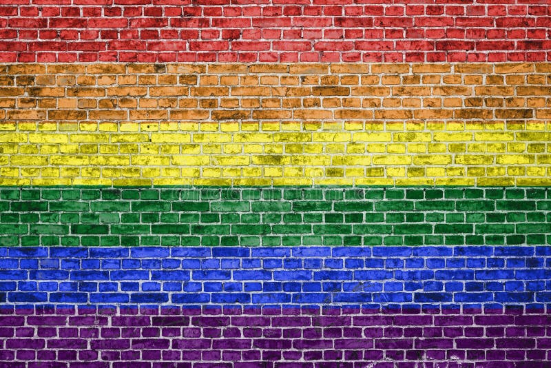 Brick Wall Painted in Lgbt Flag Colours Stock Photo - Image of gender ...