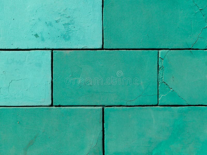 Brick Wall is Painted Mint Green Color Stock Image - Image of aged ...