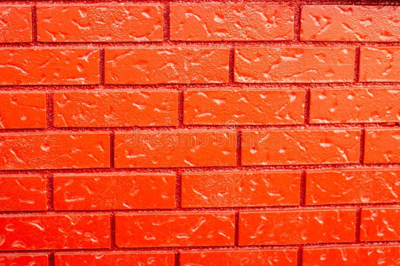 A brick wall painted red stock photo. Image of orange - 359425938