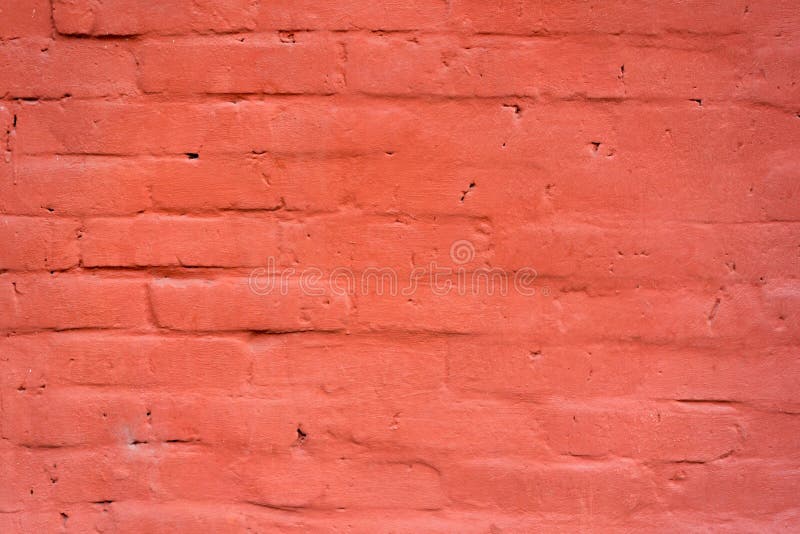 Brick Wall Painted with Thick Red Paint Stock Photo - Image of building ...