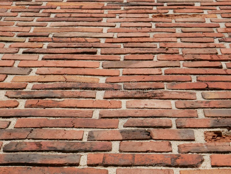 Brick Wall in Perspective from Below Stock Image - Image of hardwood ...