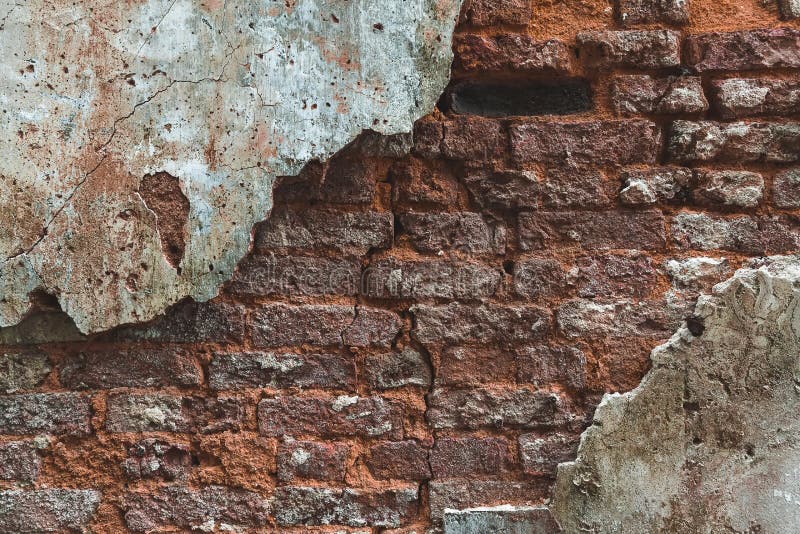 Brick Wall with Plaster Background. Old Vintage Texture Stock Photo ...