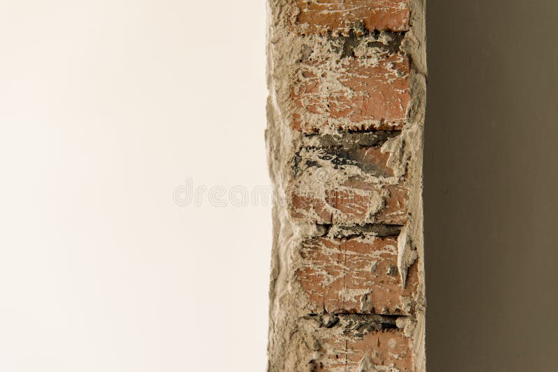 Brick Wall Plastered on One Side. Stock Photo - Image of plastered ...