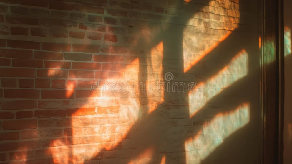 Brick Wall with Projected Light Patterns for Interior Design and ...
