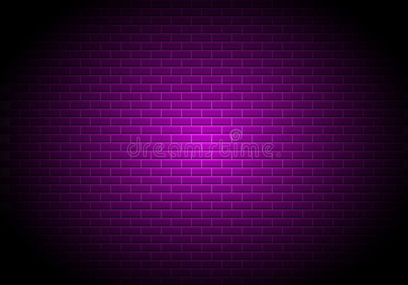 Brick Wall with Purple Neon Lightning. Stonewall Texture Background ...