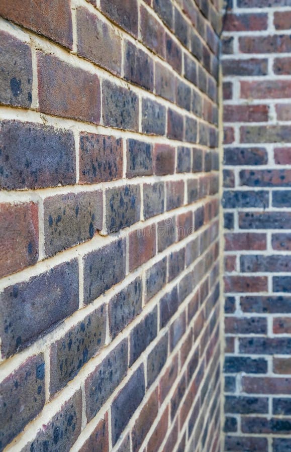 Brick Wall with Purple and Red Bricks and a White Pointing. Stock Photo ...