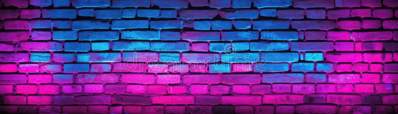 Brick Wall in Raspberry Rave Neon Colors Panoramic Banner Stock ...