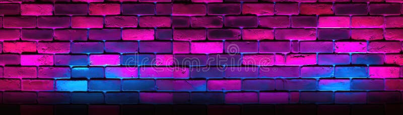 Brick Wall in Raspberry Rave Neon Colors Panoramic Banner Stock ...