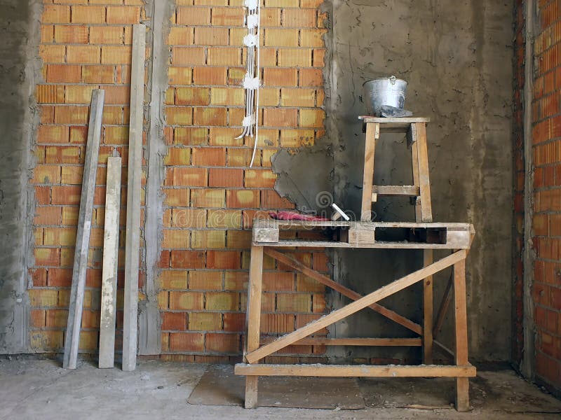 Plasterer workplace stock image. Image of exterior, industrial - 112545919