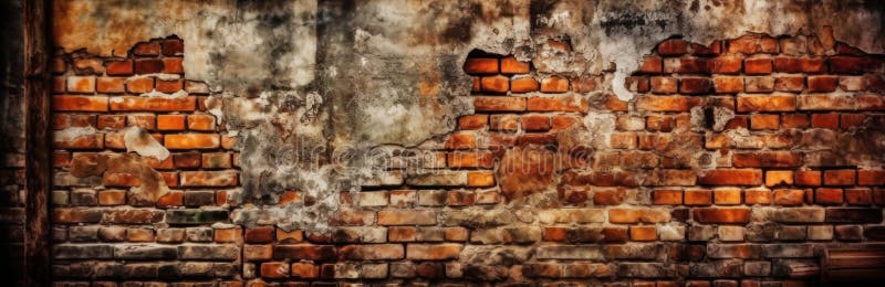 Brick Wall of Red Color, Wide Panorama of Masonry. AI Generative. Stock ...