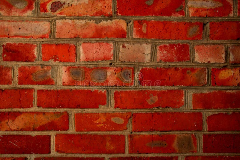 Brick Wall Red Saturated Color Stock Image - Image of shabby, orange ...