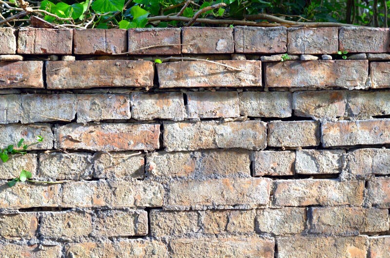 Brick Wall of Red Brick with Thick Structure Stock Photo - Image of ...