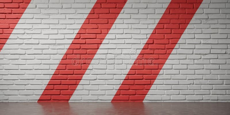A Brick Wall with a Red and White Stripe Stock Image - Image of black ...