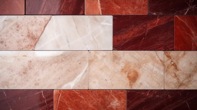 A Brick Wall with a Red and White Tile Pattern Stock Image - Image of ...