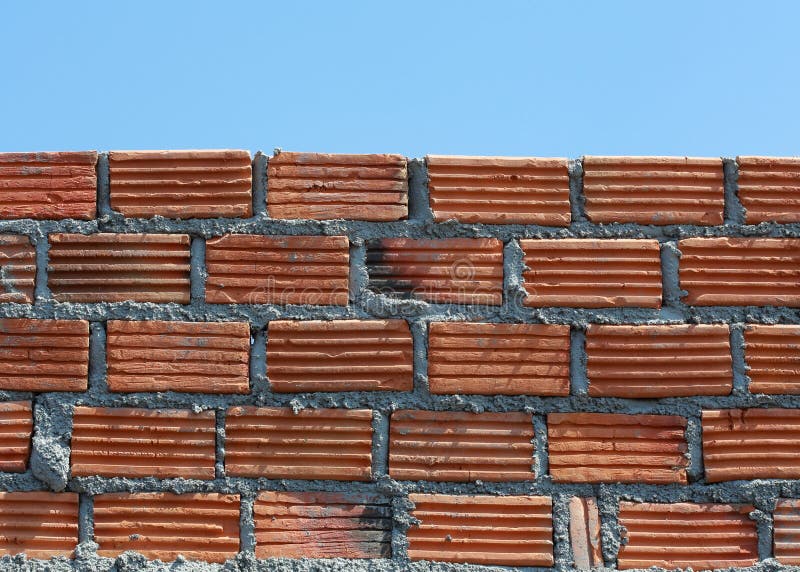 Brick Wall in Residential Building Construction Stock Photo - Image of ...