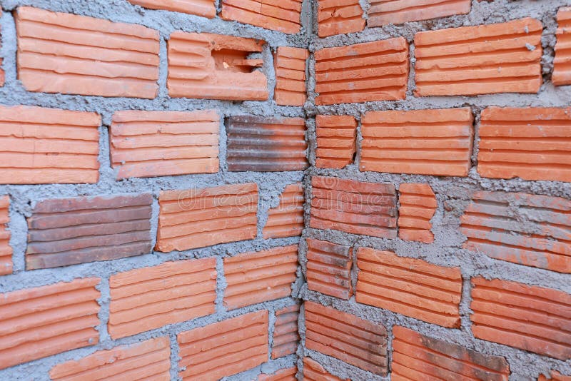 Brick Wall in Residential Building Construction Stock Image - Image of ...