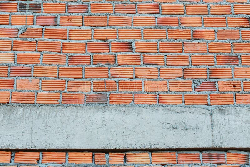 Brick Wall in Residential Building Construction Stock Image - Image of ...