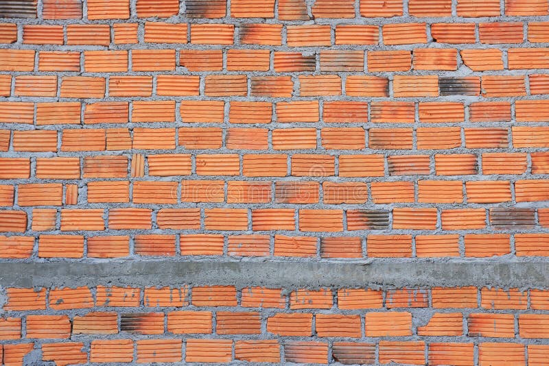 Brick Wall in Residential Building Construction Stock Image - Image of ...