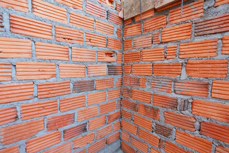 Brick Wall in Residential Building Construction Stock Photo - Image of ...