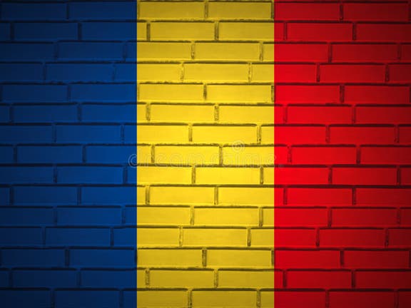 Brick wall Romania flag stock illustration. Illustration of national ...