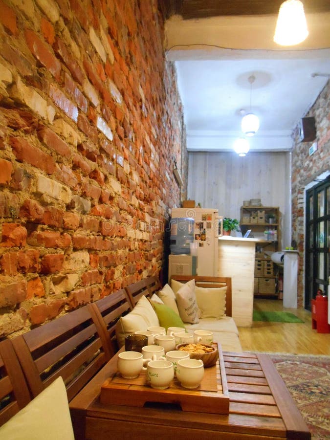Brick Wall in the Room Home Interior Stock Photo - Image of wellness ...