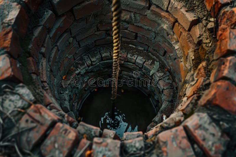 Brick wall with rope stock photo. Image of rescue, generated - 375067760