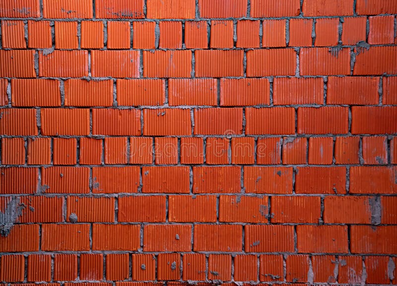 Brick Wall of Rough Masonry. Large Bricks in Close-up. Walls in ...