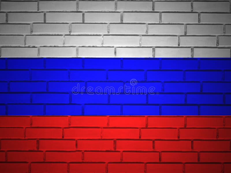Brick wall Russia flag stock illustration. Illustration of patriotic ...