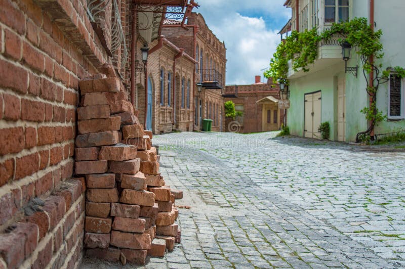 Brick Wall in Signagi, Town in Georgia Stock Photo - Image of street ...