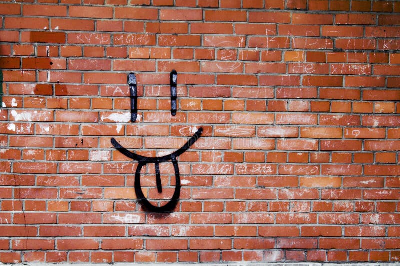 Brick Wall and Smile Graffiti Stock Photo - Image of mark, figure: 2154616