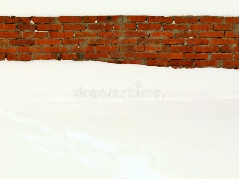 Brick wall in the snow stock image. Image of tone, detail - 184171077