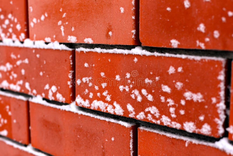 Brick Wall with Snow on it after Snowfall Stock Image - Image of ...