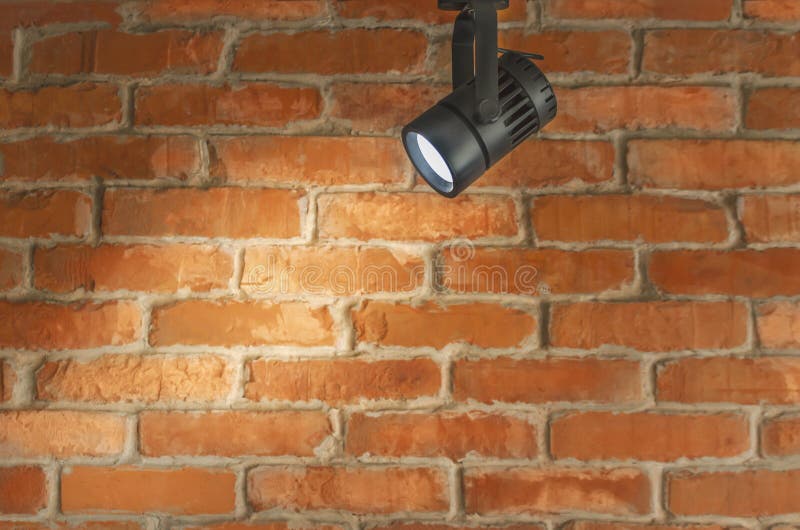 Brick wall and spotlight stock image. Image of spotlight - 216805081